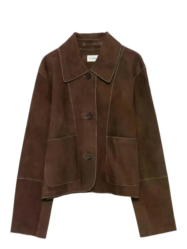 P.a.r.o.s.h Minuetto Contrast-stitching Suede Jacket - Brown