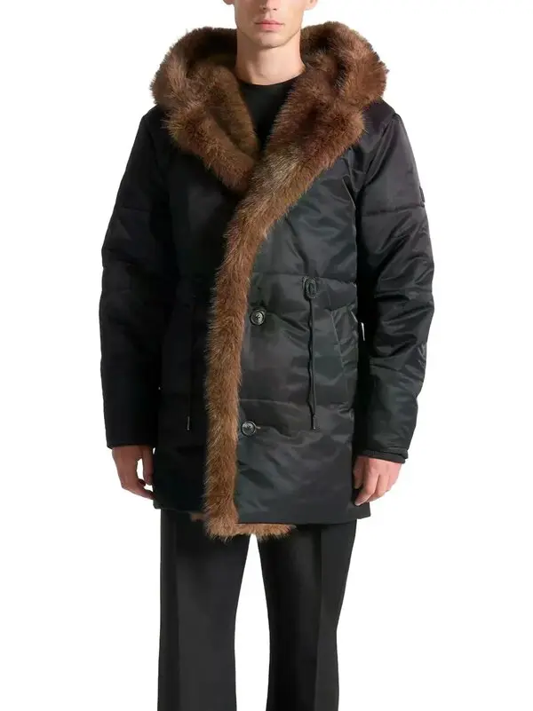 Manière De Voir Faux-fur Trim Parka Coat - Black