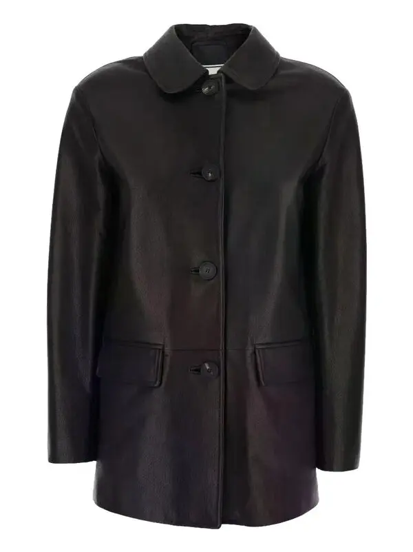 Tagliatore Buttoned Leather Jacket - Brown