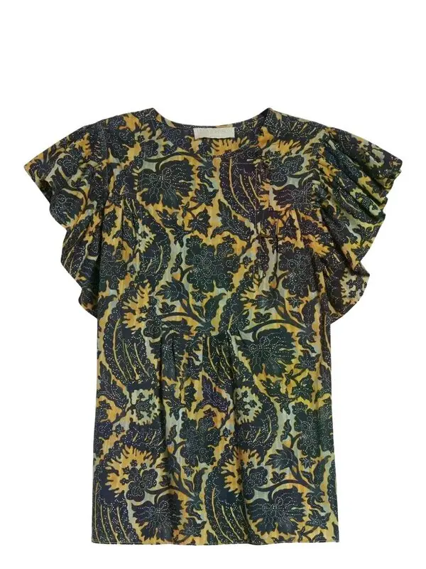 Ulla Johnson Sienna Ruffled Floral-print Top - Green