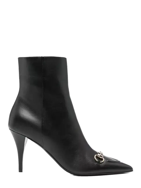 Gucci Horsebit-detail Leather Ankle Boots - Black