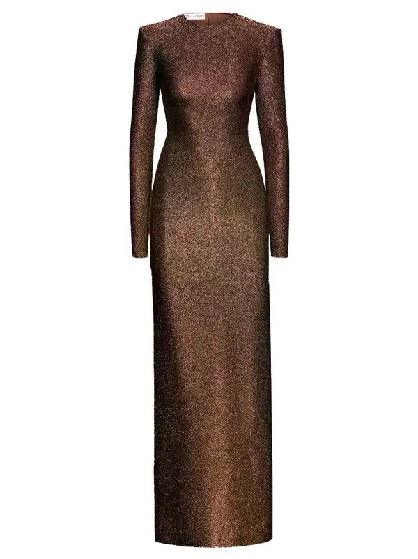 Oscar De La Renta Shoulder-pads Maxi Dress - Brown