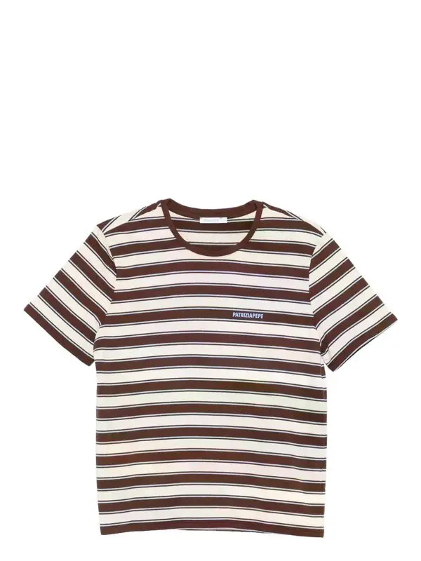 Patrizia Pepe Striped Cotton T-shirt - Neutrals