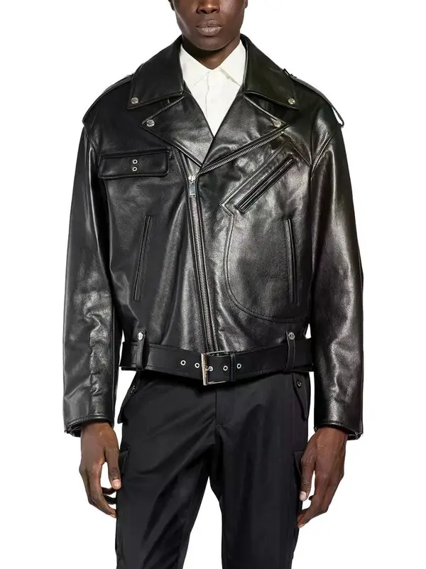 Alexander McQueen Leather Biker Jacket - Black