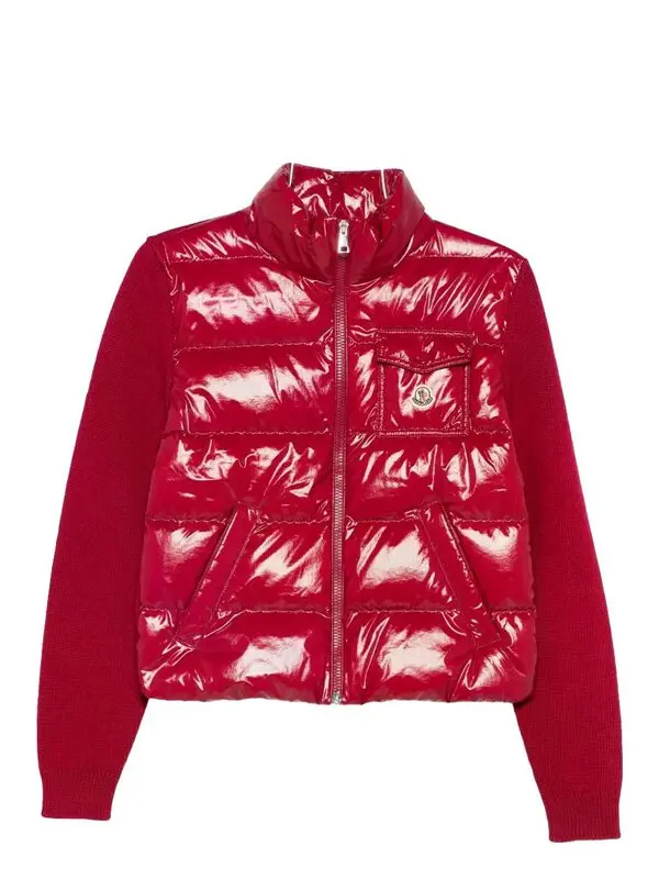 Moncler Quilted-panel Cardigan - Red
