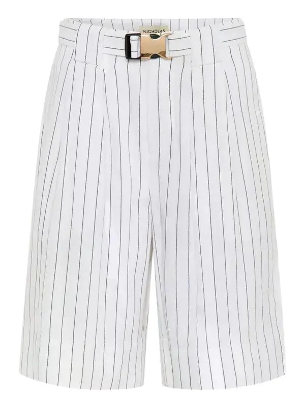 NICHOLAS Belinda Striped Bermuda Shorts - White
