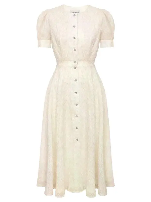 POST MERIDIEM Buttoned Midi Dress - Neutrals