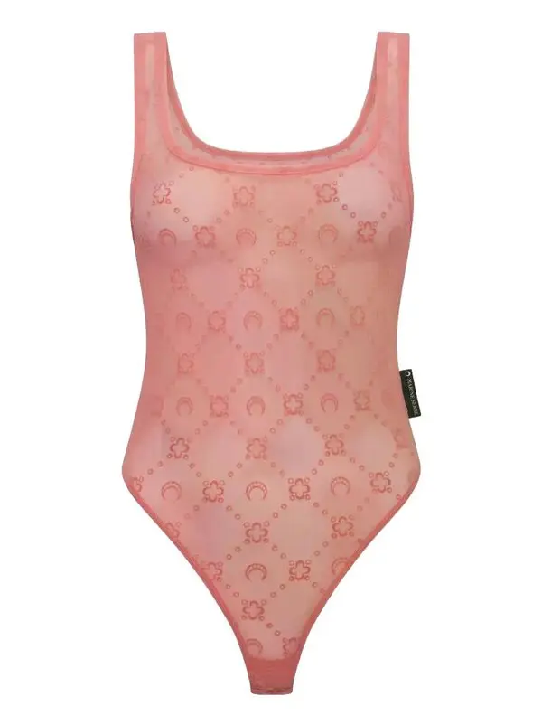 MARINE SERRE Flocked Bodysuit - Pink