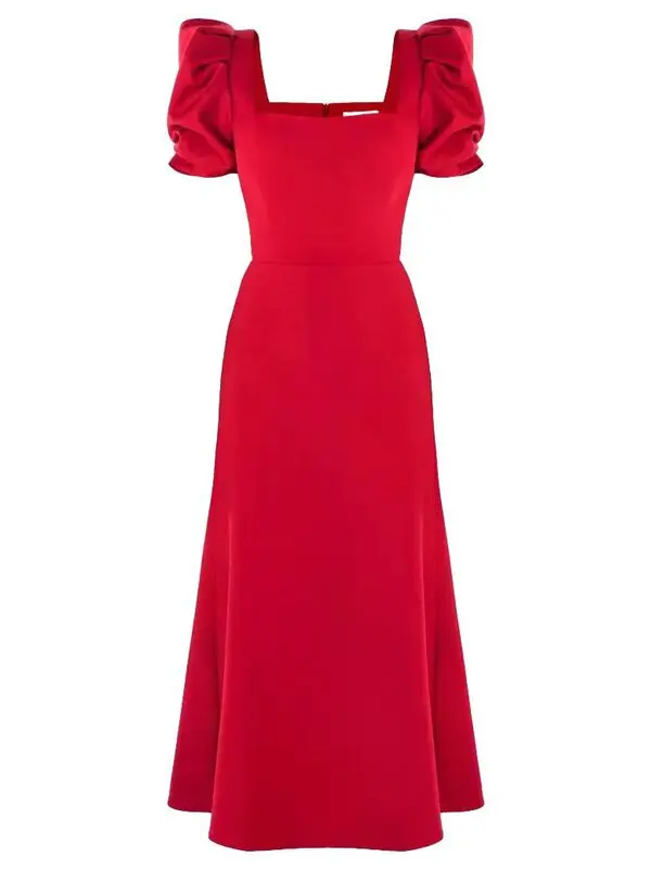 POST MERIDIEM Square-neck Midi Dress - Red