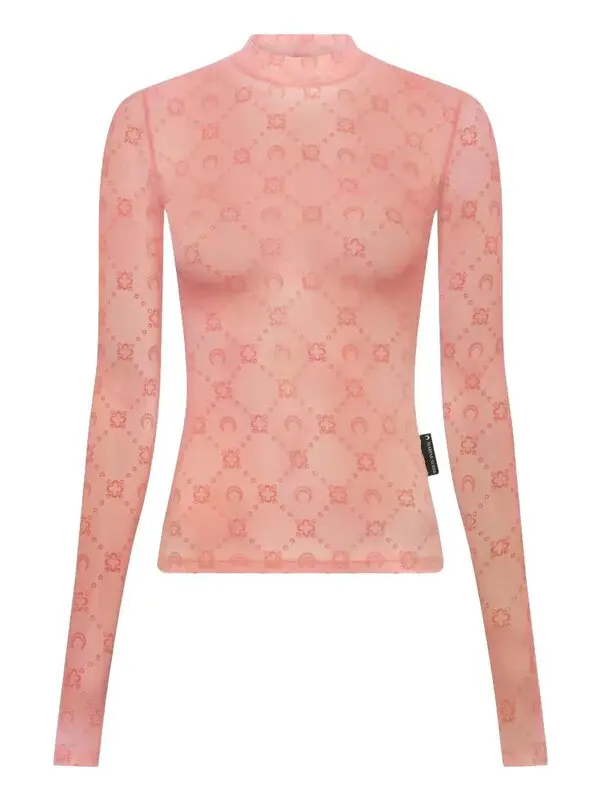 MARINE SERRE Highneck Long-sleeve Top - Pink