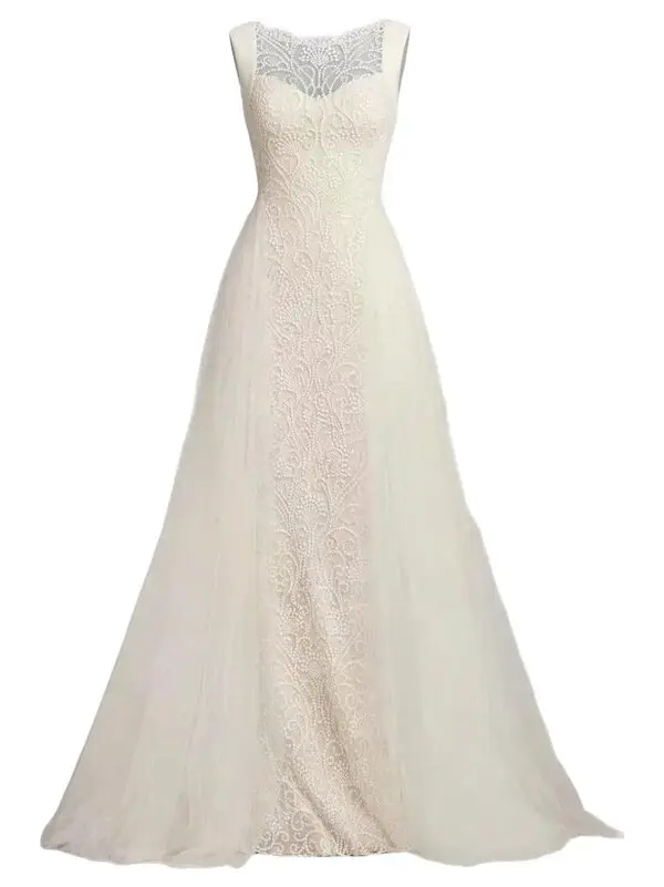 Tadashi Shoji Alamo Dot Embroidered Bridal Gown - Neutrals