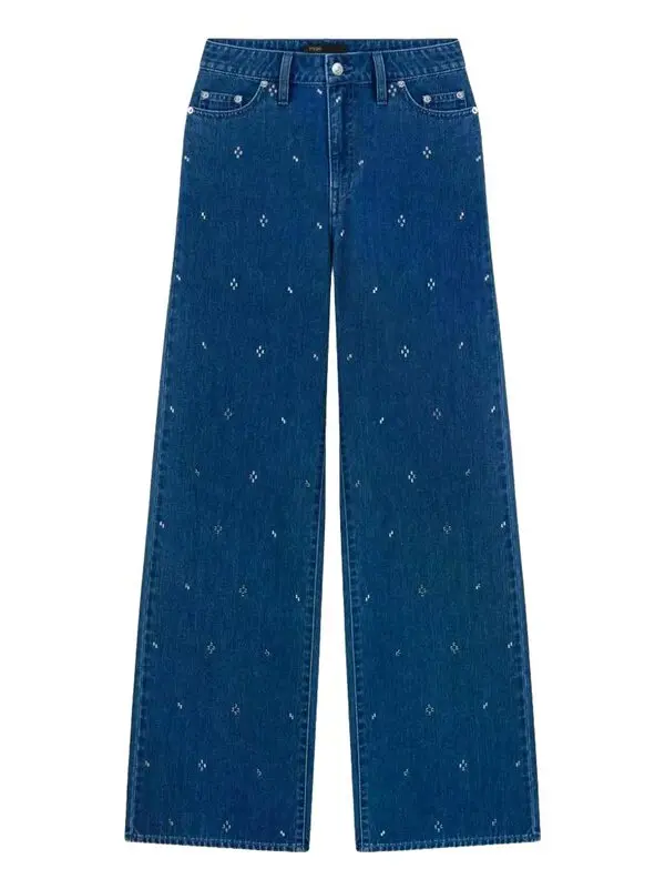 Maje Rhinestone-embellished Straight Leg Jeans - Blue