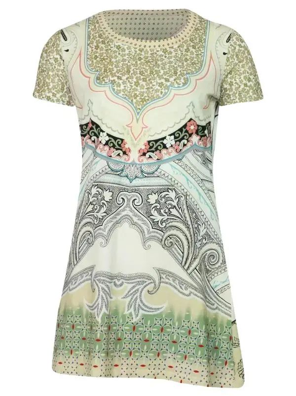 Etro Vintage Short Sleeve Printed Dress - Neutrals