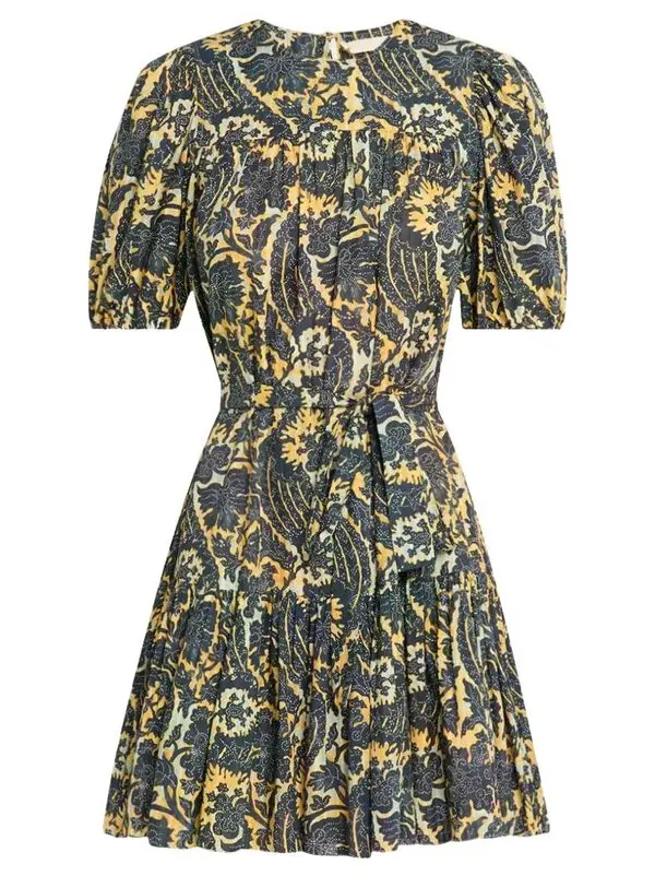 Ulla Johnson Rosalie Floral Belted Mini Dress - Green