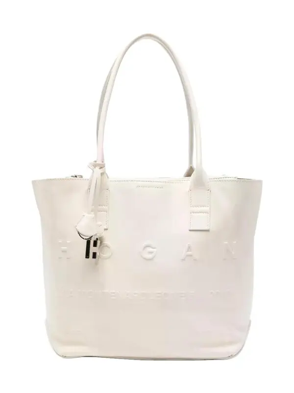 Hogan Embossed Pendant Tote Bag - White