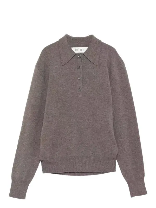 RÓHE Knitted Polo-collar Sweater - Brown