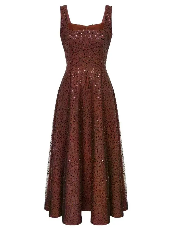 POST MERIDIEM Sequin-embellished Maxi Dress - Brown