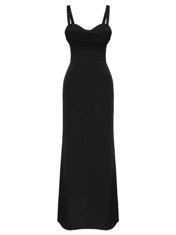 POST MERIDIEM Gathered-detail Maxi Dress - Black