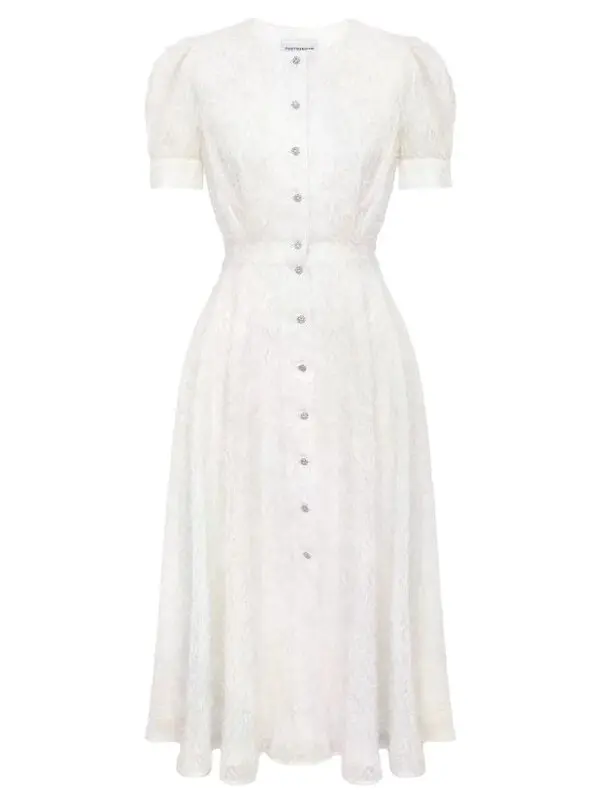 POST MERIDIEM Buttoned Midi Dress - White