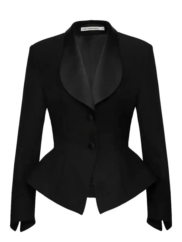 POST MERIDIEM Peplum Jacket - Black