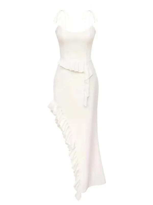 POST MERIDIEM Ruffled Midi Dress - White