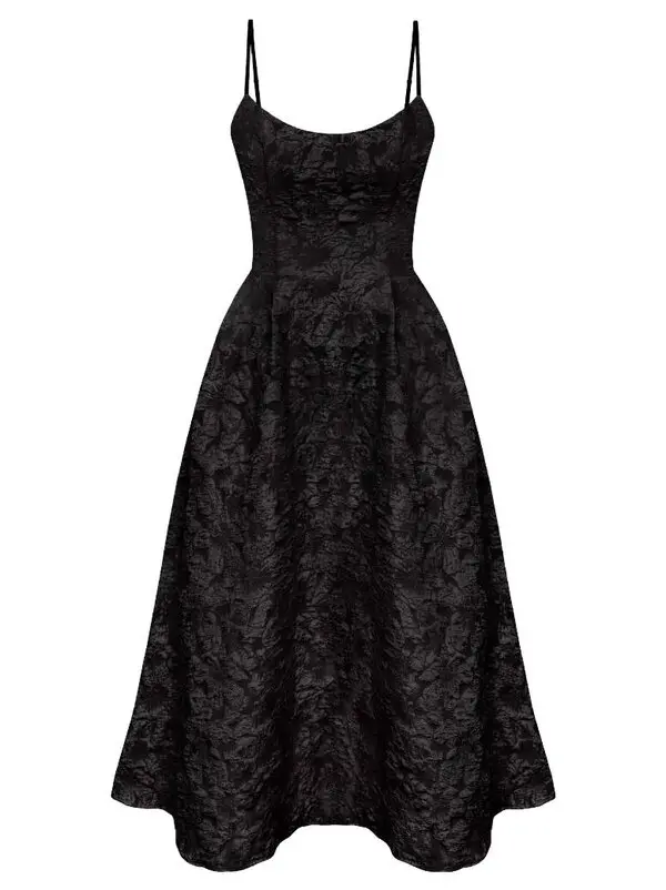 POST MERIDIEM Jacquard Midi Dress - Black