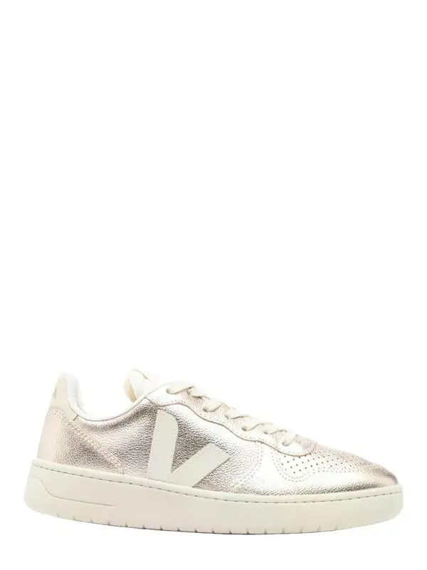 VEJA V-10 Perforated-toe Sneakers - Gold