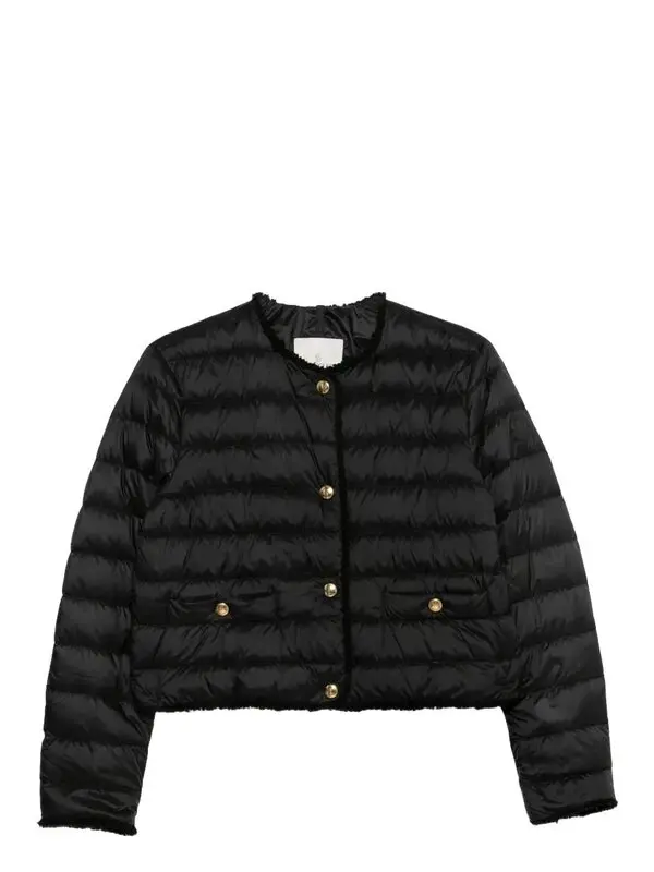 Moncler Bouclé-trim Short Down Jacket - Black