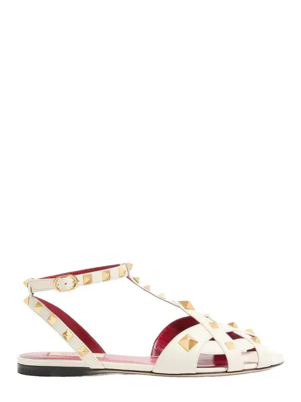 Valentino Garavani Studded Kidskin Sandals - Neutrals