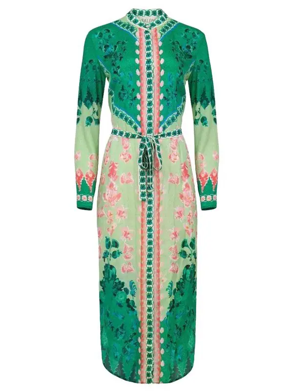 Saloni Floral-print Midi Dress - Green