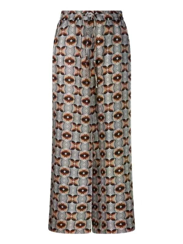 PIERRE-LOUIS MASCIA Patterned Drawstring Trousers - Grey