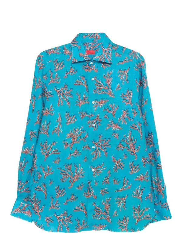 Isaia Patterned Shirt - Blue
