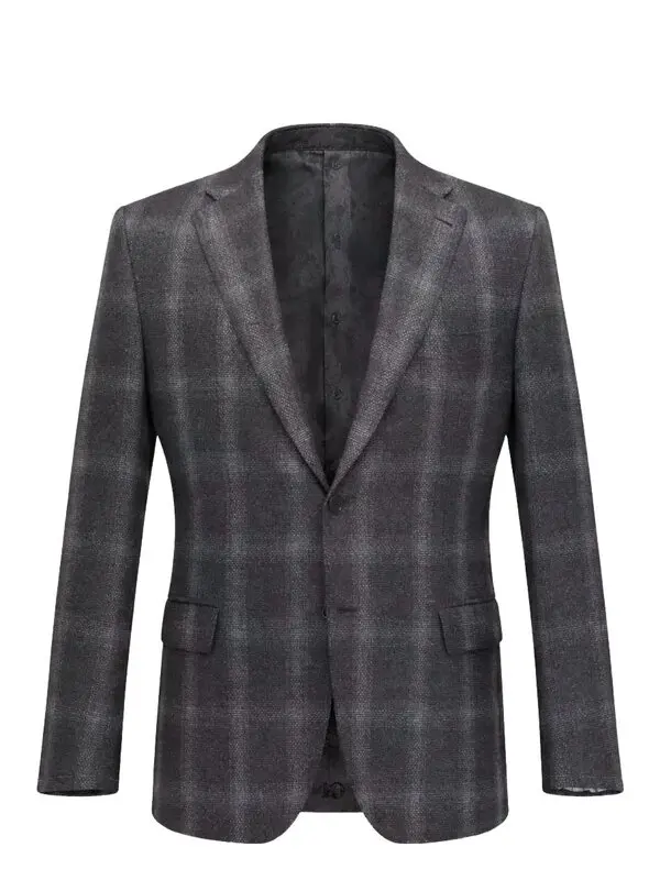 Brioni Plaid V-cut Lapels Jacket - Grey