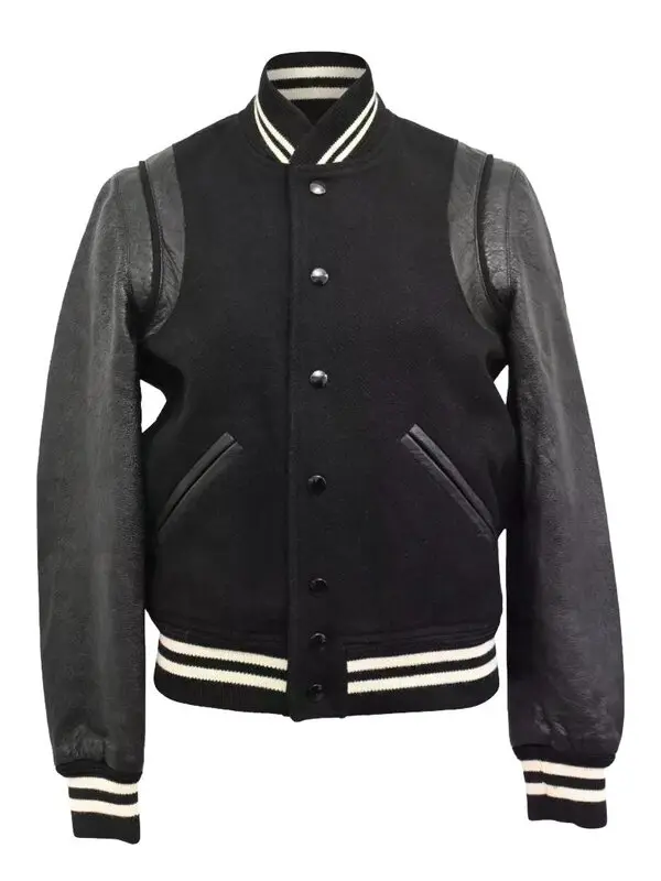 Saint Laurent Striped Bomber Jacket - Black