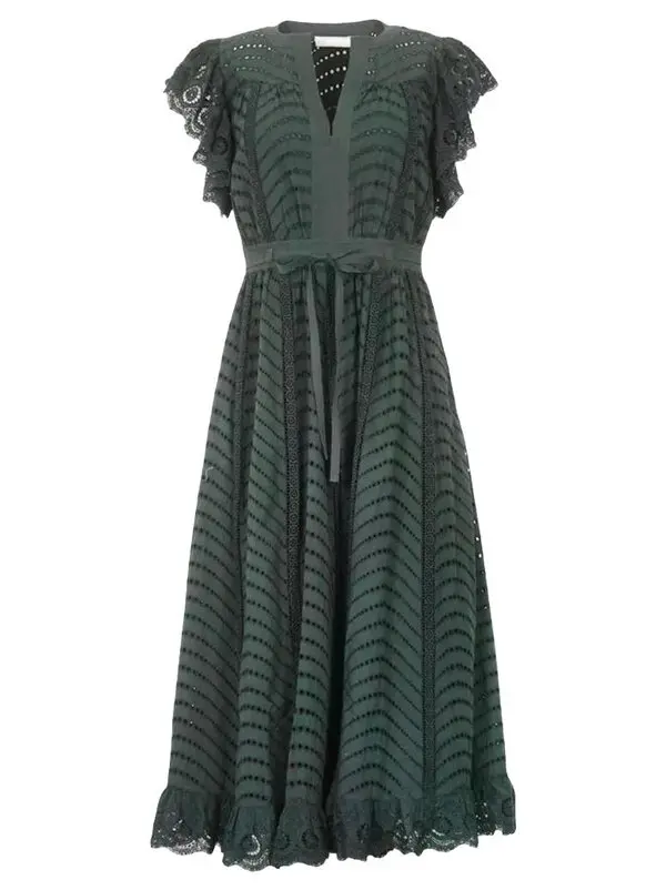 Ulla Johnson Olga Ruffled Maxi Dress - Green