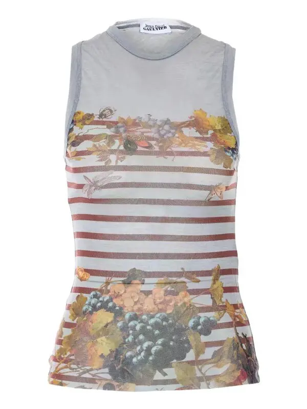 Jean Paul Gaultier Striped Print Tank Top - Grey