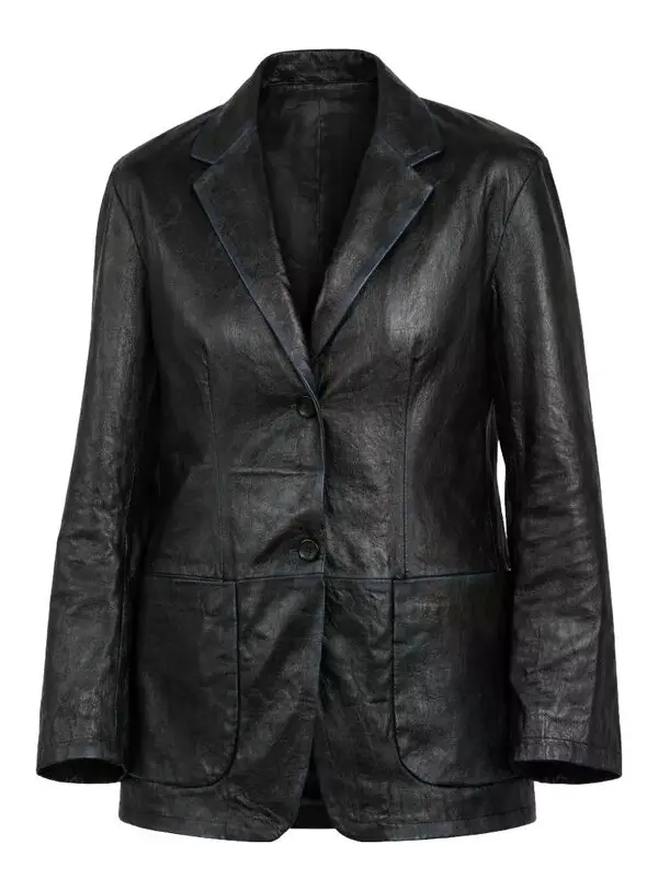 GIORGIO BRATO X Jade Button-up Leather Jacket - Black