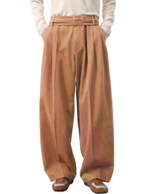 CROQUIS Belted Wide-leg Jeans - Brown