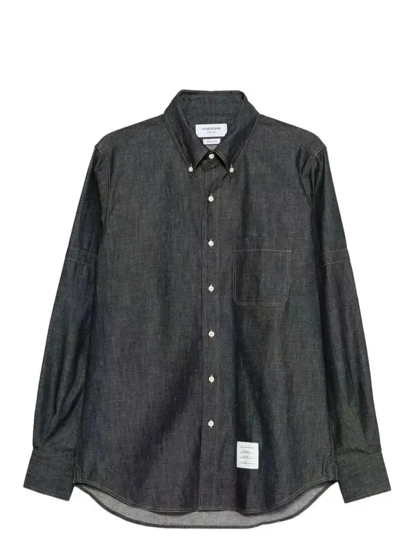 Thom Browne Logo-patch Shirt - Blue