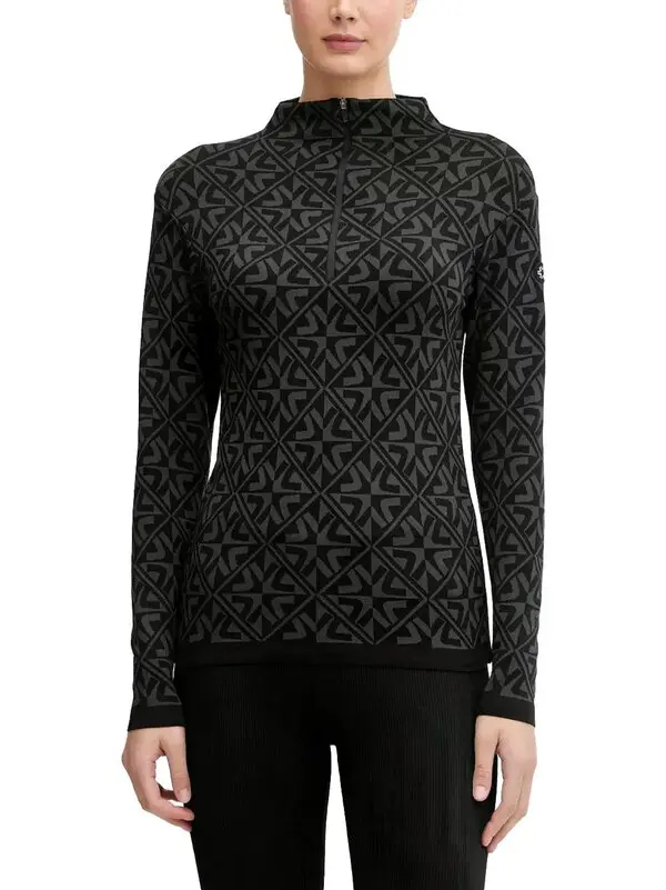 NEWLAND Geometric-pattern Zip-front Sweatshirt - Black