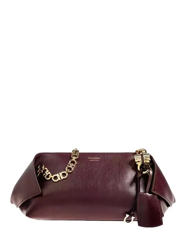 FERRAGAMO Folded Chain Shoulder Bag - Purple