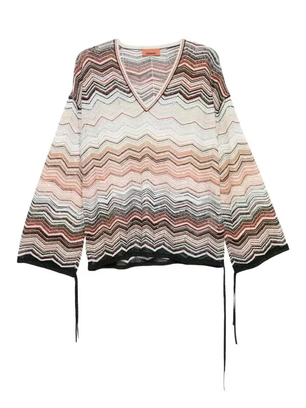 Missoni V-neck Chevron Top - Neutrals