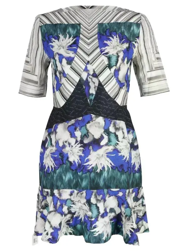 PETER PILOTTO Silk Printed Panelled Dress - Blue