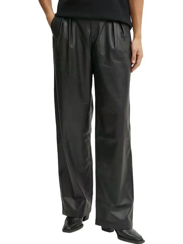 BOSS Pleated Faux-leather Trousers - Black