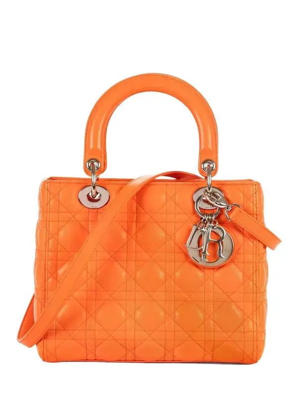 Dior Medium Lady Quilted Tote - Orange