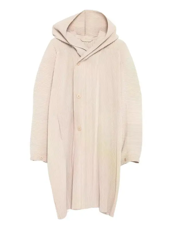 Issey Miyake Pleated Single-breasted Coat - Neutrals