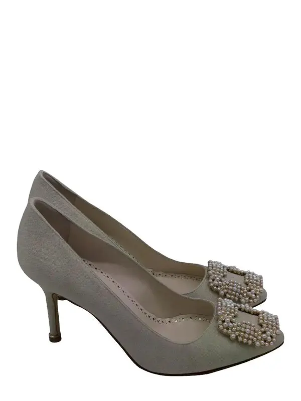 Manolo Blahnik Hangisi Embellished Pumps - Neutrals