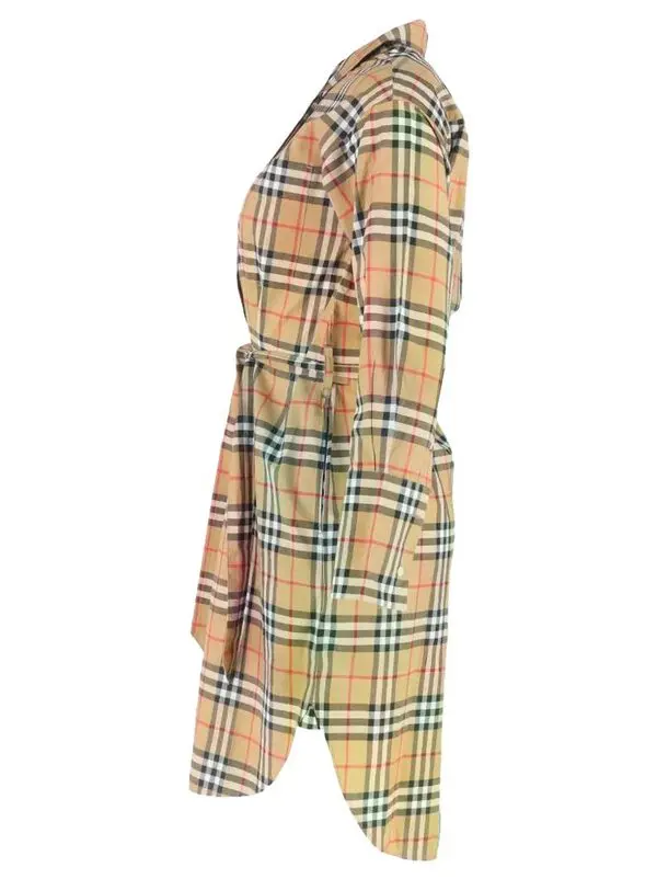 Burberry Checked Belted Shirt Dress - Neutrals