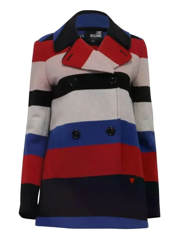 Moschino Striped Double-breasted Pea Coat - Blue