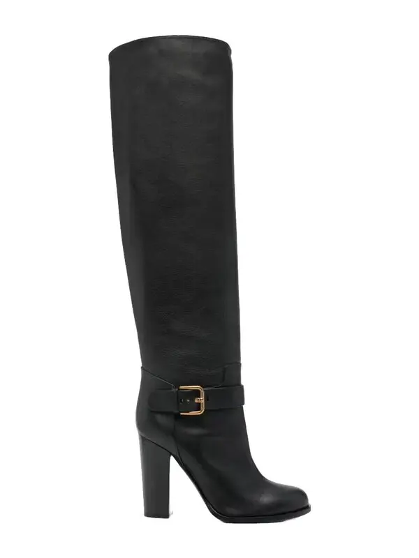 Dolce & Gabbana Leather Buckled Knee-high Boots - Black